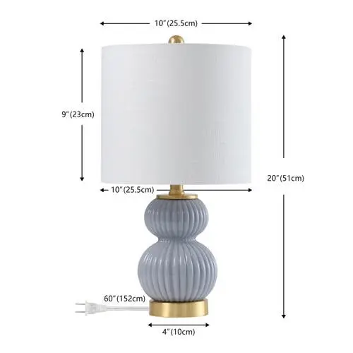 JONATHAN Y Daphne Ribbed Metal/glass Led Table Lamp - Gray
