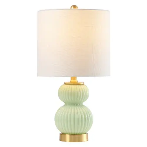 JONATHAN Y Daphne Ribbed Metal/glass Led Table Lamp - Mint Green