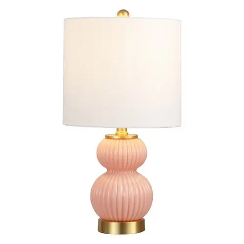 JONATHAN Y Daphne Ribbed Metal/glass Led Table Lamp - Pink
