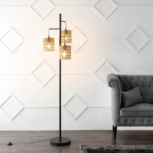 JONATHAN Y Isla 3-light Mid-century Bohemian Metal/rope Led Floor Lamp