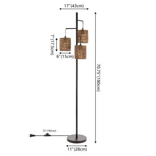 JONATHAN Y Isla 3-light Mid-century Bohemian Metal/rope Led Floor Lamp