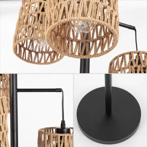JONATHAN Y Isla 3-light Mid-century Bohemian Metal/rope Led Floor Lamp