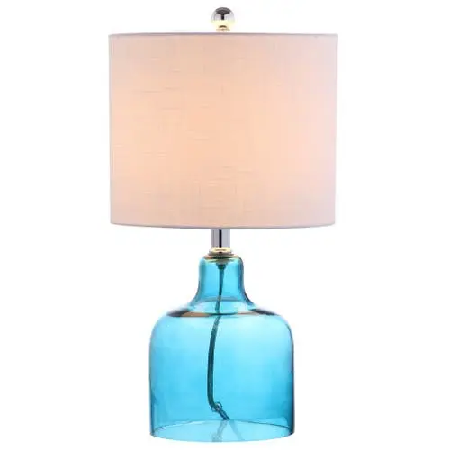 JONATHAN Y Gemma Glass Bell Led Table Lamp - Moroccan Blue