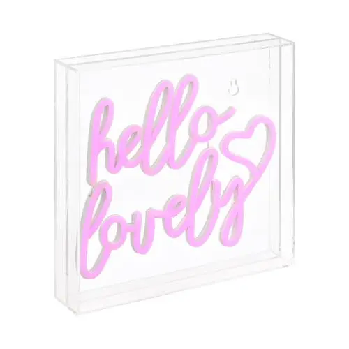 JONATHAN Y Hello Square Contemporary Glam Acrylic Box Usb Operated Led Neon Light - Pink