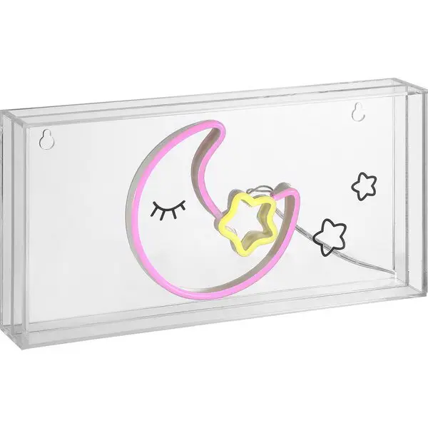 JONATHAN Y Moon Contemporary Glam Acrylic Box Usb Operated Led Neon Light - Pink/yellow