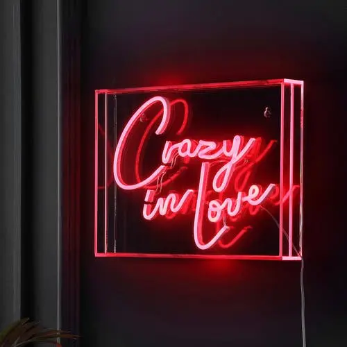 JONATHAN Y 10" Contemporary Glam Acrylic Box Usb Operated Led Neon Light