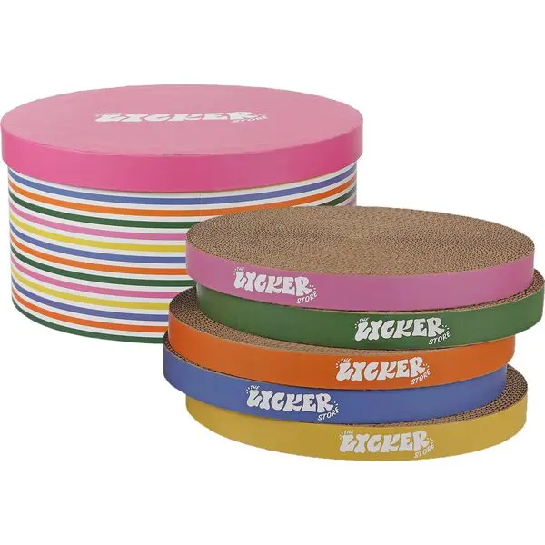 THE LICKER STORE Kate Modern Patterned Cardboard Reversible Cat Scratcher Pad In Box With Catnip - Multi