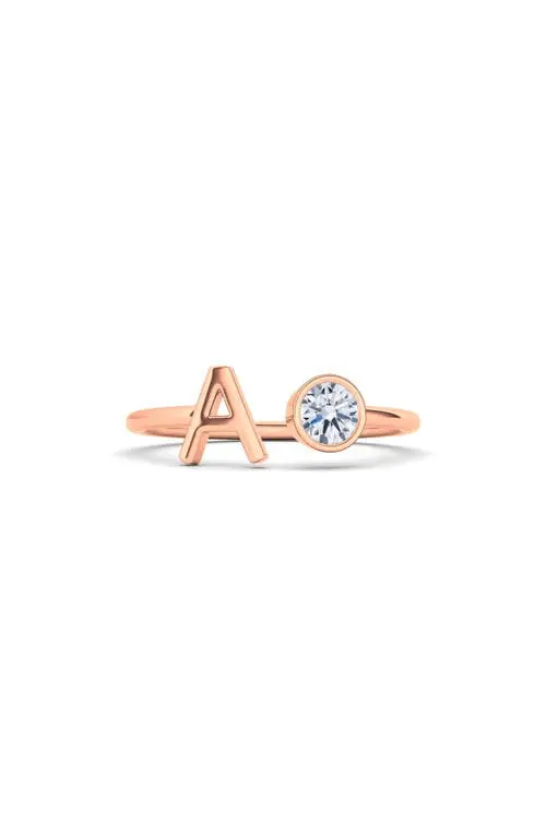 HAUTECARAT Lab Created Diamond And Letter Ring - 18k Rose Gold - A