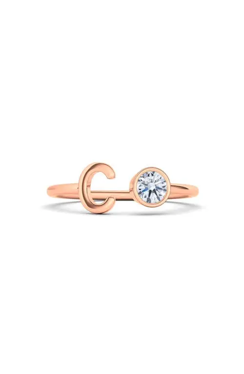 HAUTECARAT Lab Created Diamond And Letter Ring - 18k Rose Gold - C
