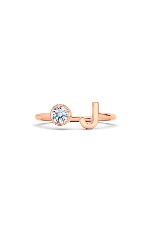 HAUTECARAT Lab Created Diamond And Letter Ring - 18k Rose Gold - J