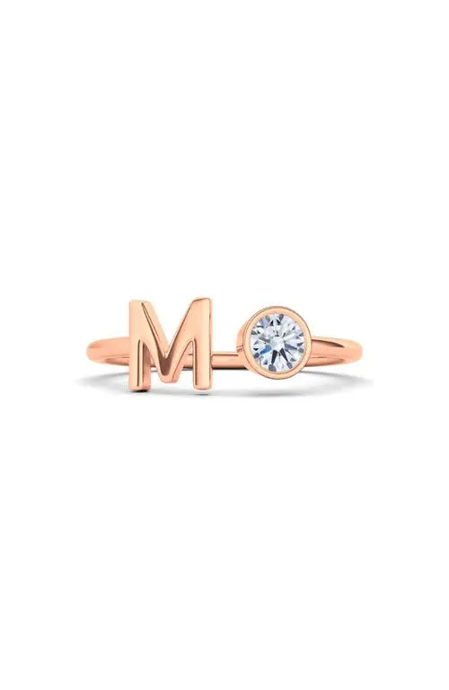 HAUTECARAT Lab Created Diamond And Letter Ring - 18k Rose Gold - M