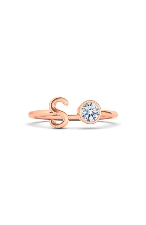 HAUTECARAT Lab Created Diamond And Letter Ring - 18k Rose Gold - S