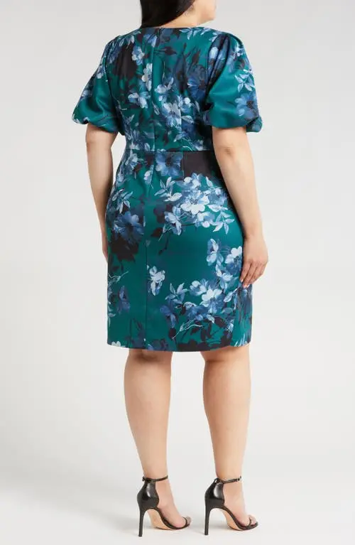Alex Evenings Floral Sheath Dress Teal Multi Editorialist