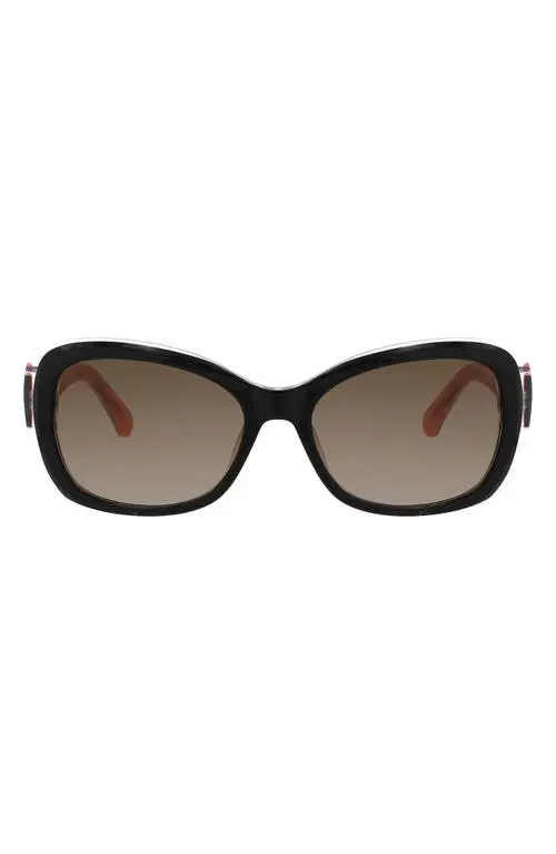 Kate Spade New York Elowen Rectangular Sunglasses - Black Pink/ Brown