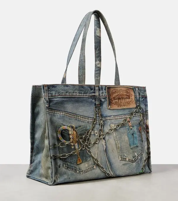 Acne Studios Trompe L'Oeil Denim Tote Bag - Blue | Editorialist