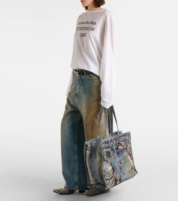 Acne Studios Trompe L'Oeil Denim Tote Bag - Blue | Editorialist