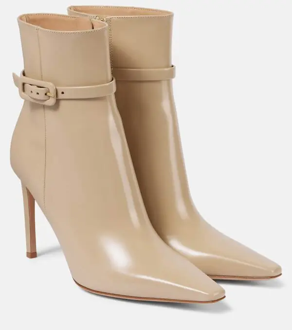 GIANVITO ROSSI 95 Patent Leather Ankle Boots - Brown