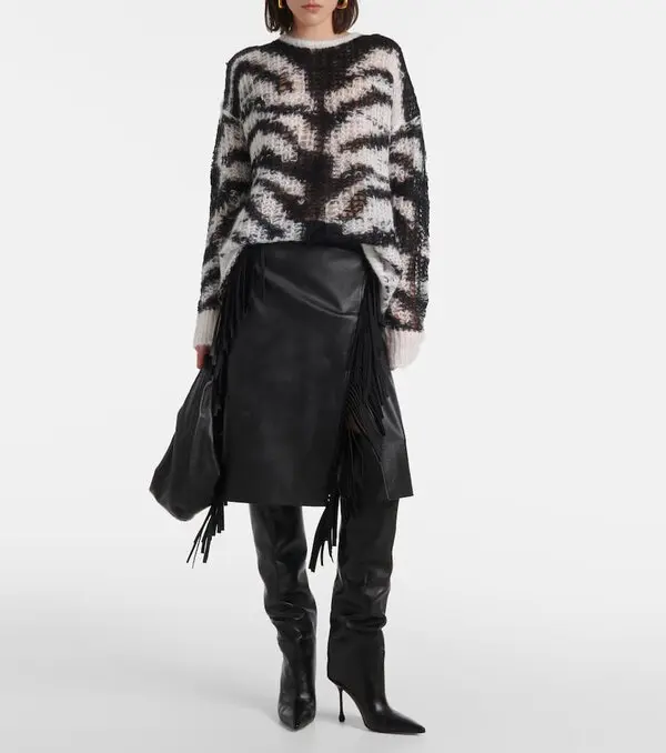 Stella McCartney Zebra-print Wool-blend Sweater - White