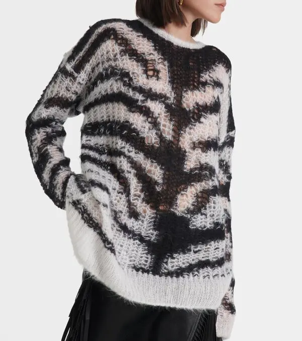 Stella McCartney Zebra-print Wool-blend Sweater - White