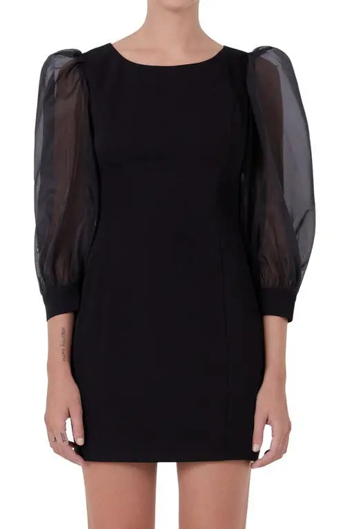 Buy Endless Rose Organza Balloon Sleeve Minidress - Black At 25% Off |  Editorialist