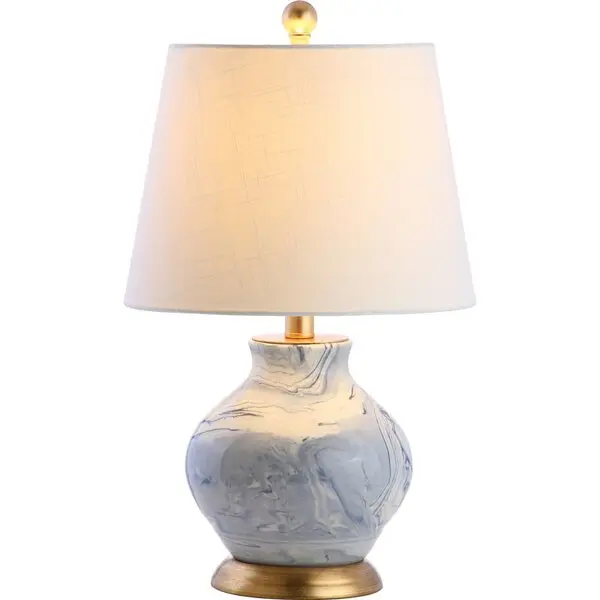 JONATHAN Y Holly Marbleized Ceramic Led Table Lamp - Blue/white