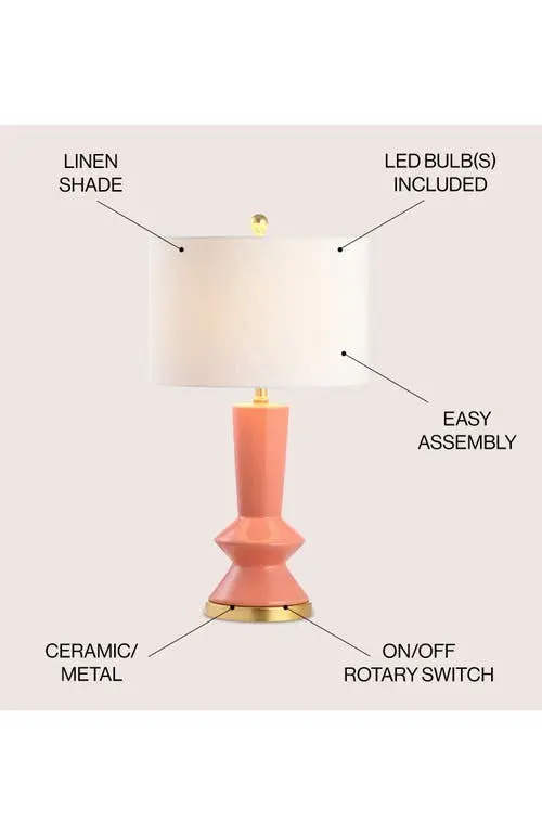 JONATHAN Y Ziggy Ceramic/iron Contemporary Glam Led Table Lamp - Coral/brass Gold