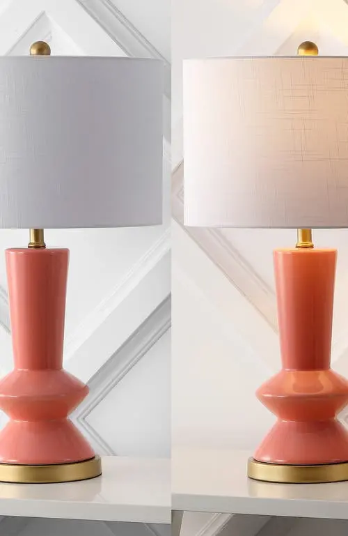 JONATHAN Y Ziggy Ceramic/iron Contemporary Glam Led Table Lamp - Coral/brass Gold