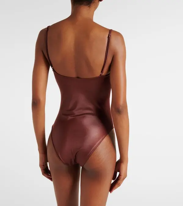 Magda Butrym Strapless Bustier One-piece Swimsuit - Brown