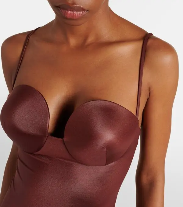 Magda Butrym Strapless Bustier One-piece Swimsuit - Brown
