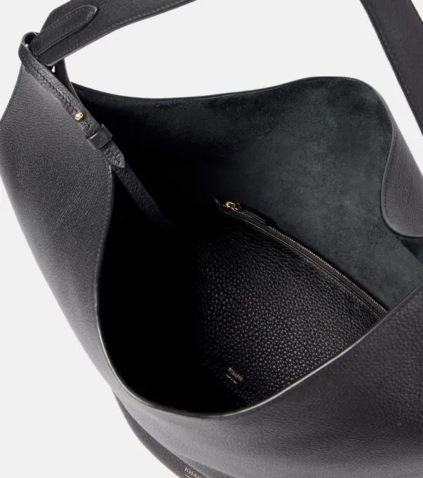 Khaite Lotus Medium Leather Tote Bag - Black