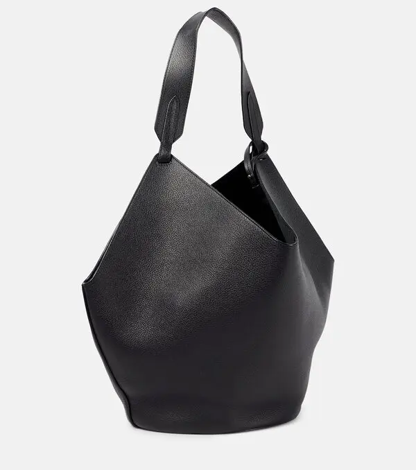 Khaite Lotus Medium Leather Tote Bag - Black
