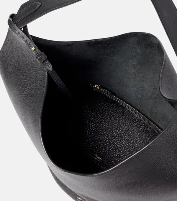 Khaite Lotus Medium Leather Tote Bag - Black