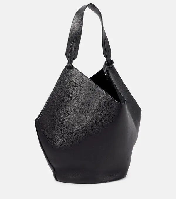 Khaite Lotus Medium Leather Tote Bag - Black