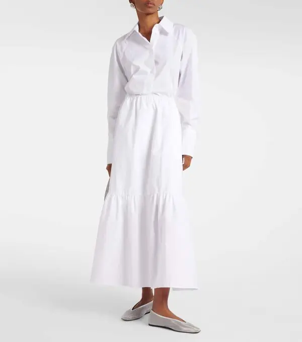 PATOU Tiered Cotton Maxi Skirt