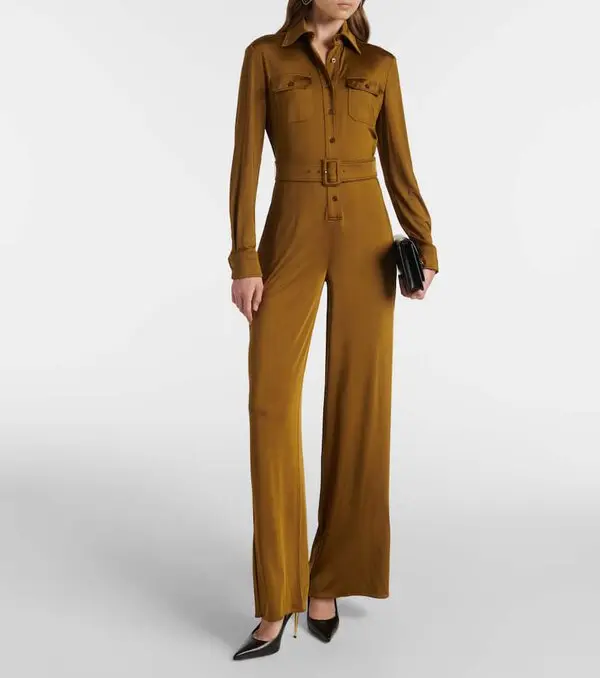 TOM FORD Satin Jersey Jumpsuit - Gold