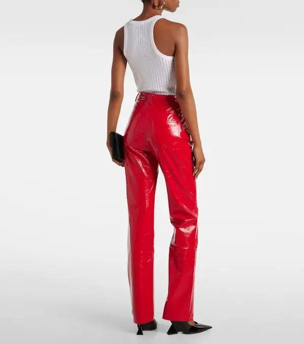 Norma Kamali Faux Leather Bootcut Trousers