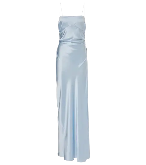 SIR. Lush Gathered Silk Slip Dress - Blue