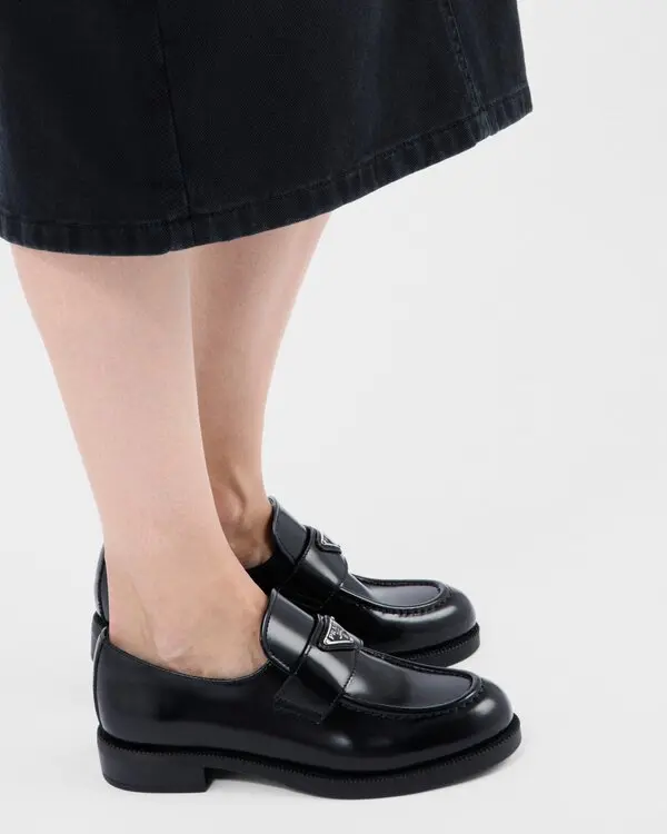 Prada Brushed Leather Loafers