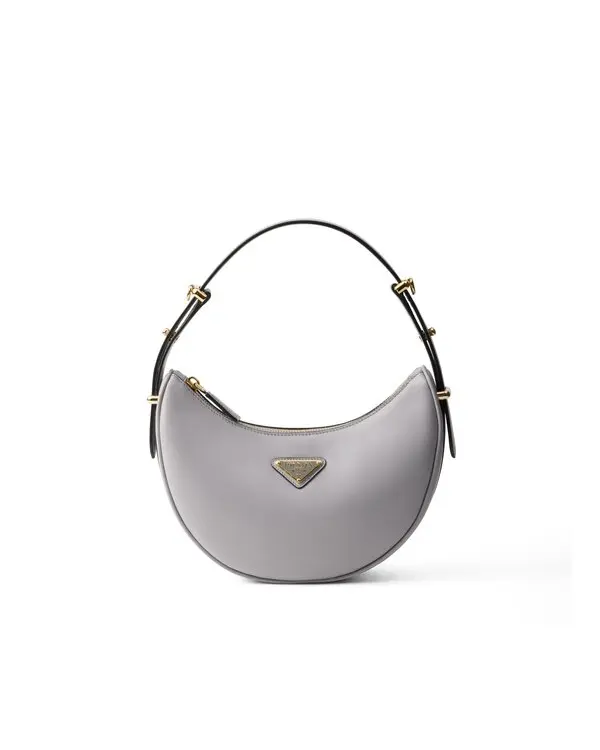 Prada Arqué Small Leather Shoulder Bag - Grey