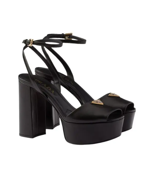 Prada Nappa Leather Platform Sandals - Black