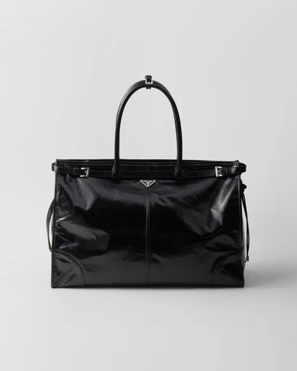 Prada Leather Tote Bag - Black