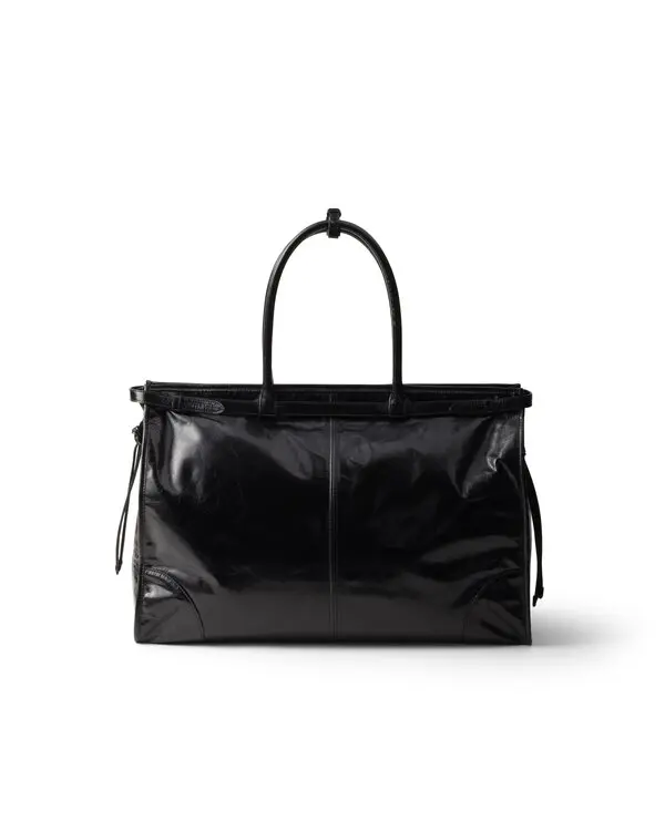 Prada Leather Tote Bag - Black