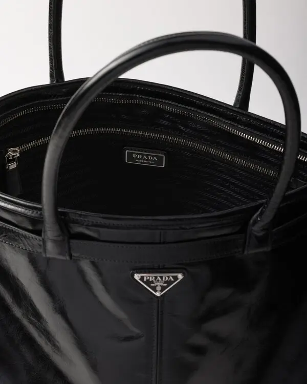 Prada Leather Tote Bag - Black