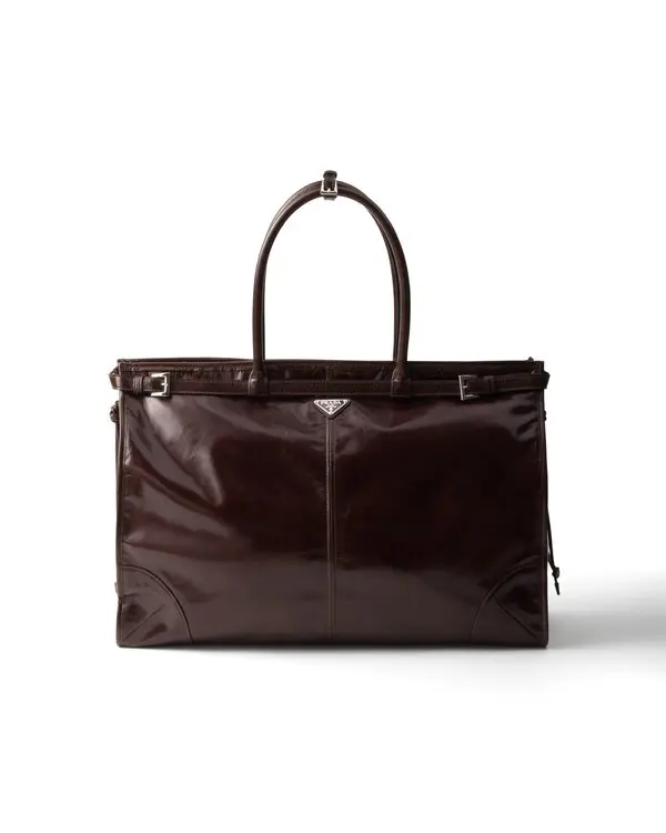 Prada Leather Tote Bag - Brown