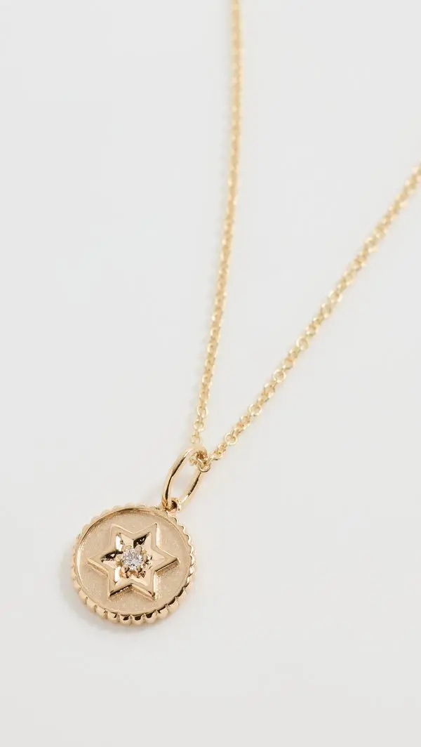 SYDNEY EVAN 14k Yellow Baby Star Of David Diamond Charm Necklace