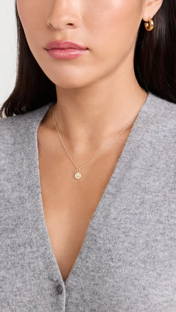 SYDNEY EVAN 14k Yellow Baby Star Of David Diamond Charm Necklace