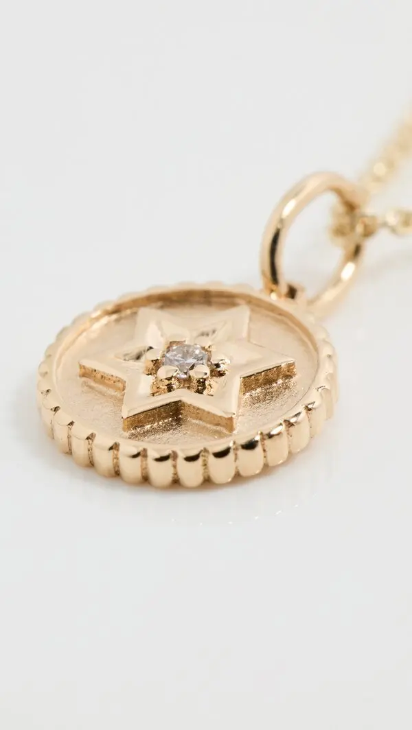 SYDNEY EVAN 14k Yellow Baby Star Of David Diamond Charm Necklace