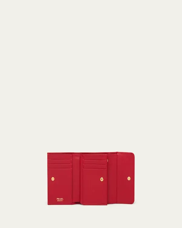 Prada Trifold Leather Wallet - Fuoco