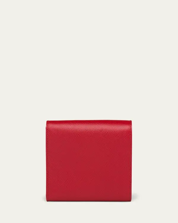 Prada Trifold Leather Wallet - Fuoco