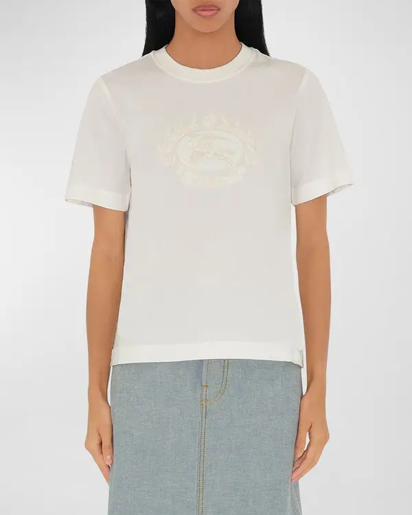 Burberry Ekd Embroidered Short-Sleeve T-Shirt - Chalk